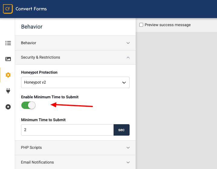 Minimum Time to Submit - Convert Forms